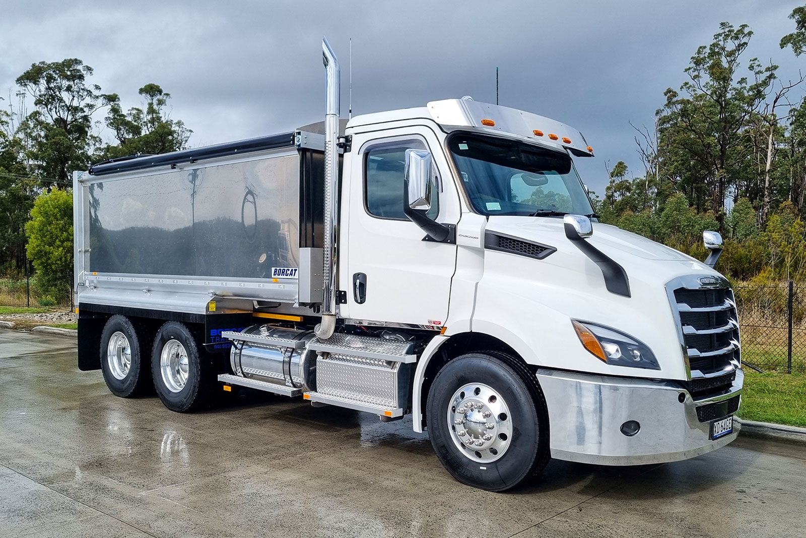 A new Freightliner Cascadia 116 Tipper off to its new home at Brycon ...