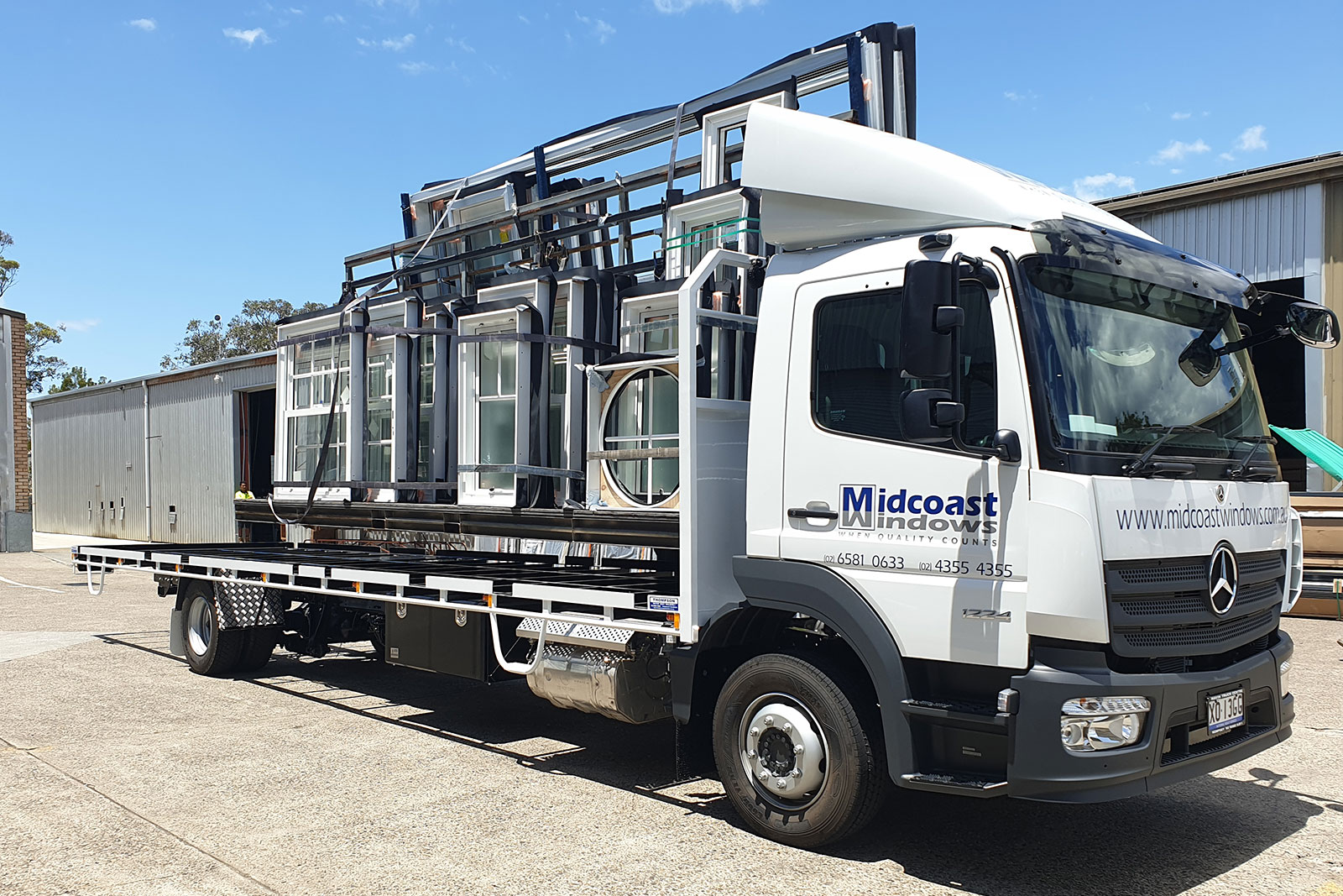 A new Atego 1224 with a custom 9.6m tray delivered to Midcoast Windows – Mavin Truck Centre ...